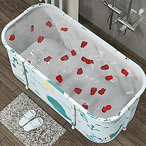 MegLob Mobile Bathtub, Freestanding Portable Bathtub with Alloy Bracket, Ice Bath Tub for Athletes, Ideal for Hot Bath Ice Bath, Compact Soaking Freestanding Bathtub for Shower Stall,L