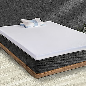 3 Inch Memory Foam Mattress Topper Queen, Gel-Infused Bed Topper for Back Pain Pressure Relief, Soft and Firm Dual Layer Design with Removable Washable Cover & Adjustable Straps