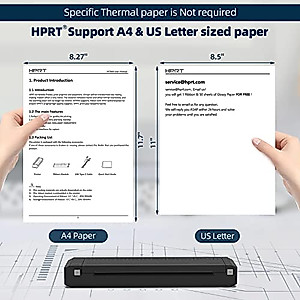 HPRT Wireless Bluetooth Portable Printer+Case+Ribbon 3 in 1 by Thermal Transfer MT800 for Travel Printer Compatible with Android and iOS Phone, Support 8.5" X 11" US Letter & A4 Size Paper