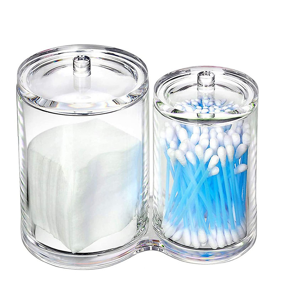 JFHEUEHY Clear Plastic Qtips Holder Organizer Storage Box for Cotton Balls, Swabs, Rounds, and Floss - Stylish Bathroom Essential