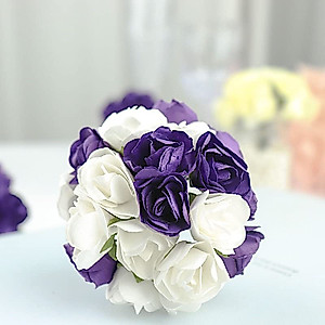 Balsa Circle 144 Purple Craft Paper Roses - Mini Flowers for DIY Wedding Birthday Party Favors Decorations Supplies Bulk
