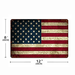 Ruoruo Patriotic American Flag Tin Sign American Flag Design Template Vintage Metal Tin Sign, UV Protected, Ink Printing, Weatherproof, Sign for Home, Business,Bar 8x12 Inch