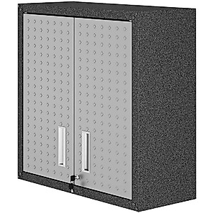 Manhattan Comfort Fortress Floating Storage, Modern Stainless-Steel Garage Cabinet, Small, Grey