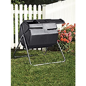 Gardeners Supply Company Compost Tumbler | Heavy Duty Outdoor Compost Bin Tumbler with Easy to Fill Sliding Door | High Volume Tumbling Composter & Organic Waste Mixer | 43-Gallons Capacity