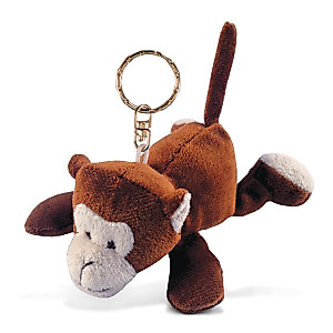 Puzzled Monkey Plush Keychain Stuffed Animal Toy - Soft Wild Life Animal Brown Chimp Charm Keyring, Cute Decorative Plush Toy Accessory Fun Buddy - 4 Inches