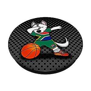 Dabbing Husky Dog South Africa Basketball Fans Jersey Flag PopSockets PopGrip: Swappable Grip for Phones & Tablets