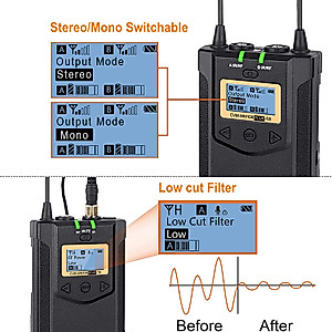 Wireless Lavalier Microphone, with Carrying Bag,Comica CVM-WM100 PLUS UHF 48 Channels Dual Lapel Microphone System for DSLR Cameras, XLR Camcorder, Phone, Lav Mic for Interview Youtube Video Shotting