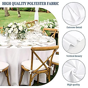 10 Packs Premium Round Tablecloth 90 Inch White Polyester Table Cloth Bulk Washable Polyester Fabric Tablecloths Table Cover for Wedding Party Banquet Buffet Table Holiday Dinner (White, 90 Inch)