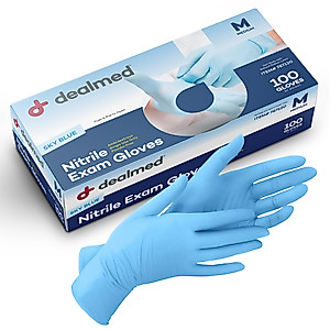 Dealmed Nitrile Exam Gloves | Powder-Free, Latex-Free Medical Gloves | Disposable Gloves for Food Prep, Cleaning, Tattoo, Hair Dye, Medical & Surgical Use | Sky Blue, Small - 100/Box (Pack of 1)