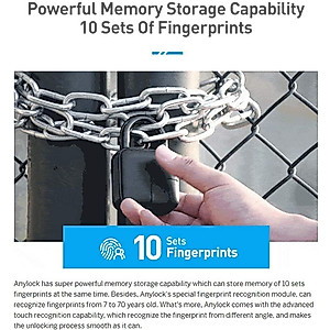 Bicycle Locks Heavy Duty Anti Theft Bike Lock Fingerprint Padlock Keyless Smart Lock - Thumbprint Biometric Padlock Ip66 Waterproof Portable Security Locker for Door,Bicycle,Scooter,Tool