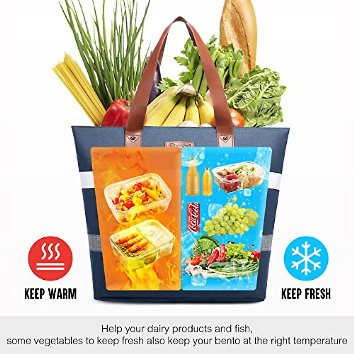 Sucipi Jumbo Insulated Cooler Bag with Thermal Foam Insulation. Soft Cooler Makes a Perfect Insulated Grocery Bag, Food Delivery Bag, Travel Cooler bag, or Beach Cooler