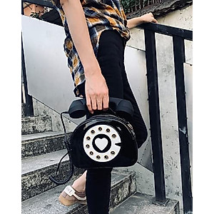 Women Chain Shoulder Bags Telephone Shape Purses Handbags Fashion Crossbody Bags Top-Handle Totes (black,womens,Large)