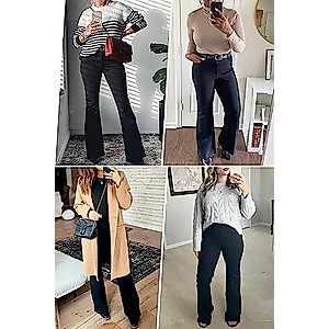 KDF Women's Black Bell Bottom Jeans for Women High Waisted Flare Bootcut Stretch Plus Size Slimming Bell Bottom Pants for Women, 10, Black