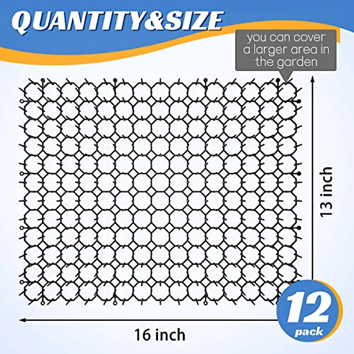 Oceanpax 12 Pack 16 X 13 Inch Square Cat Scat Mats for Cats with Spikes, Prickle Strips from Digging Cat Deterrent Outdoor