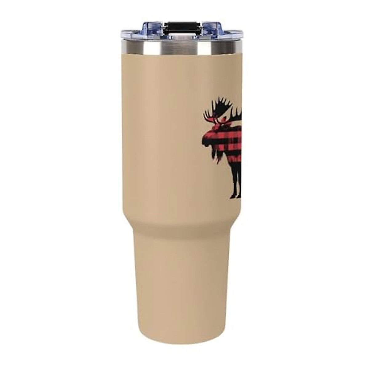 Plaid Moose Lumberjack Red Black 40 Oz Car Cup Stainless Steel Travel Mug Leak-Proof Insulated Tumbler with Handle Violet-style