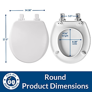 MAYFAIR 864SLOWB 000 Alesio II Toilet Seat will Slow Close, Never Loosen and Provide the Perfect Fit, ROUND, Highly Stylized Durable Enameled Wood, White