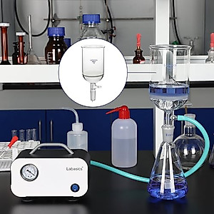 Labasics Borosilicate Glass Buchner Filtering Funnel with Fine Frit (G3), 114mm Inner Diameter, 120mm Depth, with 24/40 Standard Taper Inner Joint and Vacuum Serrated Tubulation (1L)