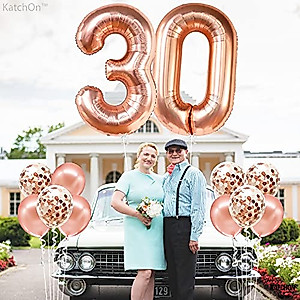 Giant Rose Gold 30th Birthday Balloons - 40 Inch, 30th Birthday Decorations for Her | Rose Gold 30 Balloons Confetti | 30th Birthday Decorations for Women | 30 Balloon Numbers, 30 Birthday Decorations