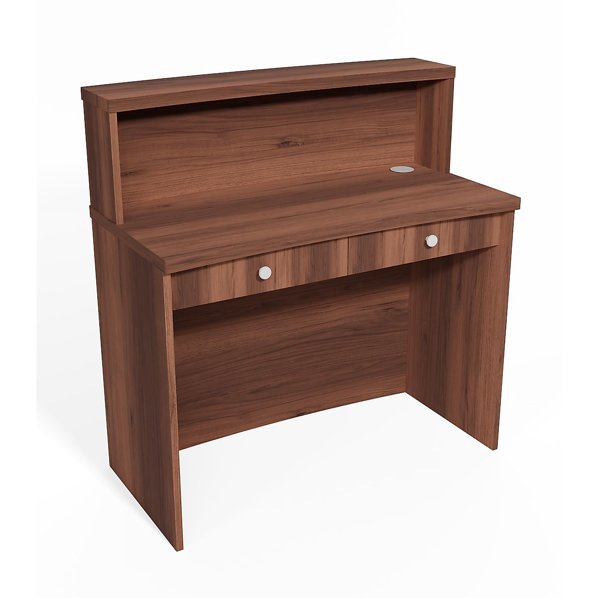 UGOS Mono Walnut Modern Reception Desk w/Transaction Counter | Laminate Desktop | Multifunctional Standing Front Desk for Home, Office, Salon, Spas, and Lobby 47 inch (120 cm)