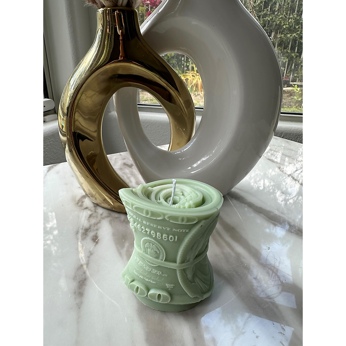 100 Dollar Bill/Money Candle, Natural Soy wax/Beeswax, Decorative Candle, Can be used as a Gift or home décor (No Fragrance)