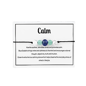 Multistyle Healing Crystal Stone Bead Bracelet with Meaningful Card Handmade Adjustable Wax Rope Yoga Amethyst Tigereye Chakra Bracelets for Women Men Meditation Relax Anxiety Jewelry-2