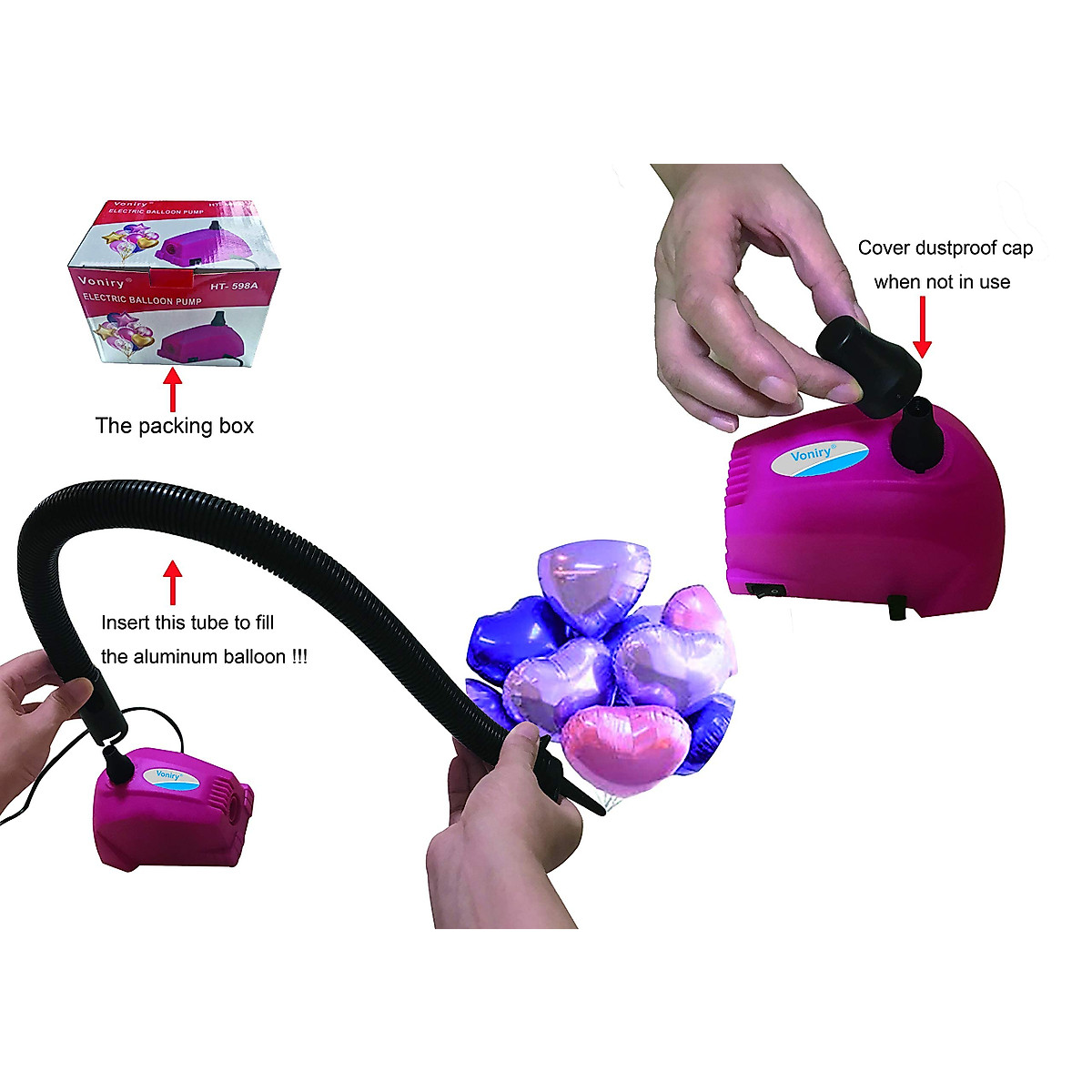 Balloon Pump Multifunction Portable Balloon Inflator Air Blower for Party/Wedding/Business Celebration Deco