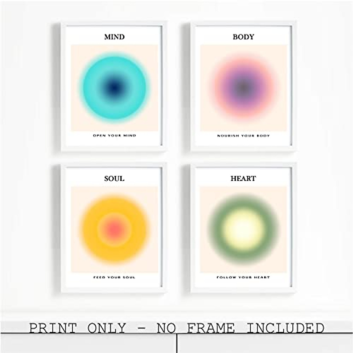 Double Devil's Inspirational Wall Art Positive Affirmations Wall Decor Aura Poster Y2K Room Decor Aesthetic Preppy Pictures | Mind Body Soul Heart | Pack of 4, Unframed 8x10