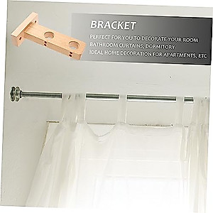 Alipis 3pcs Socket Curtain Ceiling Brackets Rod Hook Drapery Pole Hanger Bracket Wardrobe Bathroom Curtains Wood Hardware Support Shower Household Heavy Accessory Wooden End Hooks Clo
