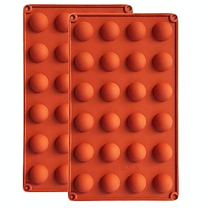 BUSOHA 24 Cavities Semicircle Silicone Molds - Mini Semi Sphere Round Dome Fondant Mold, Bomb Teacake Baking Pan for Cake Decoration, Chocolate Candy Gummy Mousse Jelly Pudding Ice Cube Tray, Set of 2