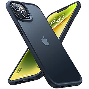 TORRAS Shockproof Designed for iPhone 14 Plus Case [Military Grade Drop Tested] Shockproof Protective Black Hard Back Slim Translucent Case for iPhone 14 Plus 6.7 Inch, Frosted Black-Guardian Series