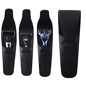 2-Pack Silicone Razor Case, Portable Soft Shaver Cover Bag Protector, Safety Waterproof Travel Razor Carrying Case (Blue+Grey)