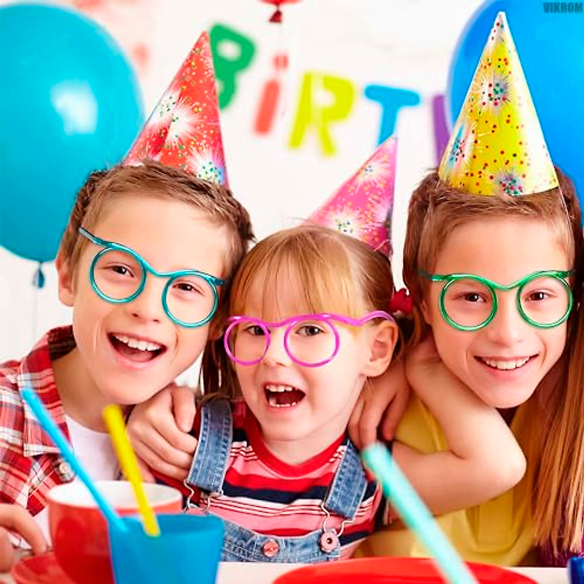 Drinking Straws Glasses Plastic - 5Pcs Fun Glasses Straw Covers Cap Reusable Straws for Kids Glasses Straws Drinking Adult Party Fun Straws for Eye Glasses Straw Tube Toy and Birthday Party Set