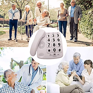 Big Button Phone for Elderly, JeKaVis J-P02 Amplified Phones for Hearing Impaired Aid Home Corded Phone Landline for Seniors Phone for Hard of Hearing House Phone, White