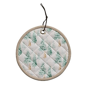 Creative Co-Op 8" Round Printed Cotton Pot Holder