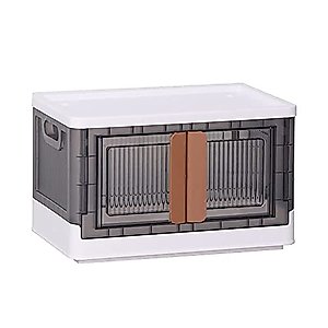Tefola Collapsible Storage Bins, 1 Folding Storage Box With Cover, Wardrobe Storage And Sorting Box For Closet Sorting And Storage - 2 (large Upgraded Lock Catch - Titanium Grey)