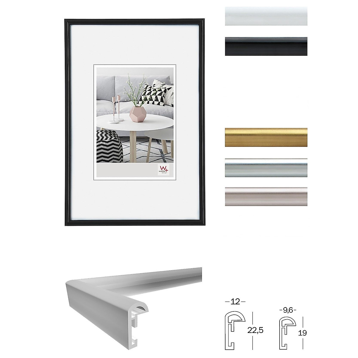 Walther Design KW070H Galeria Picture Frame, 19.75 x 27.50 inch (50 x 70 cm), White