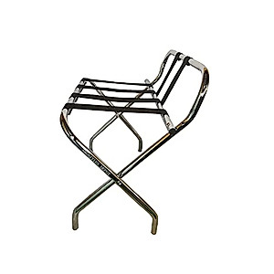 AMENITIES DEPOT Folding Chrome Stainless Steel Luggage Rack with Back “2-Pack ” …