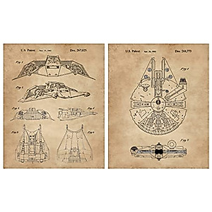 Star Vessels Gifts - Set of 8 Wall Art Prints (8x10) for Men Boys Women Bathroom Bedroom Room Decor Movie Sci Fi Wars Comic-Con Man Cave Garage Retro Reinterpreted Studio Student Decorations