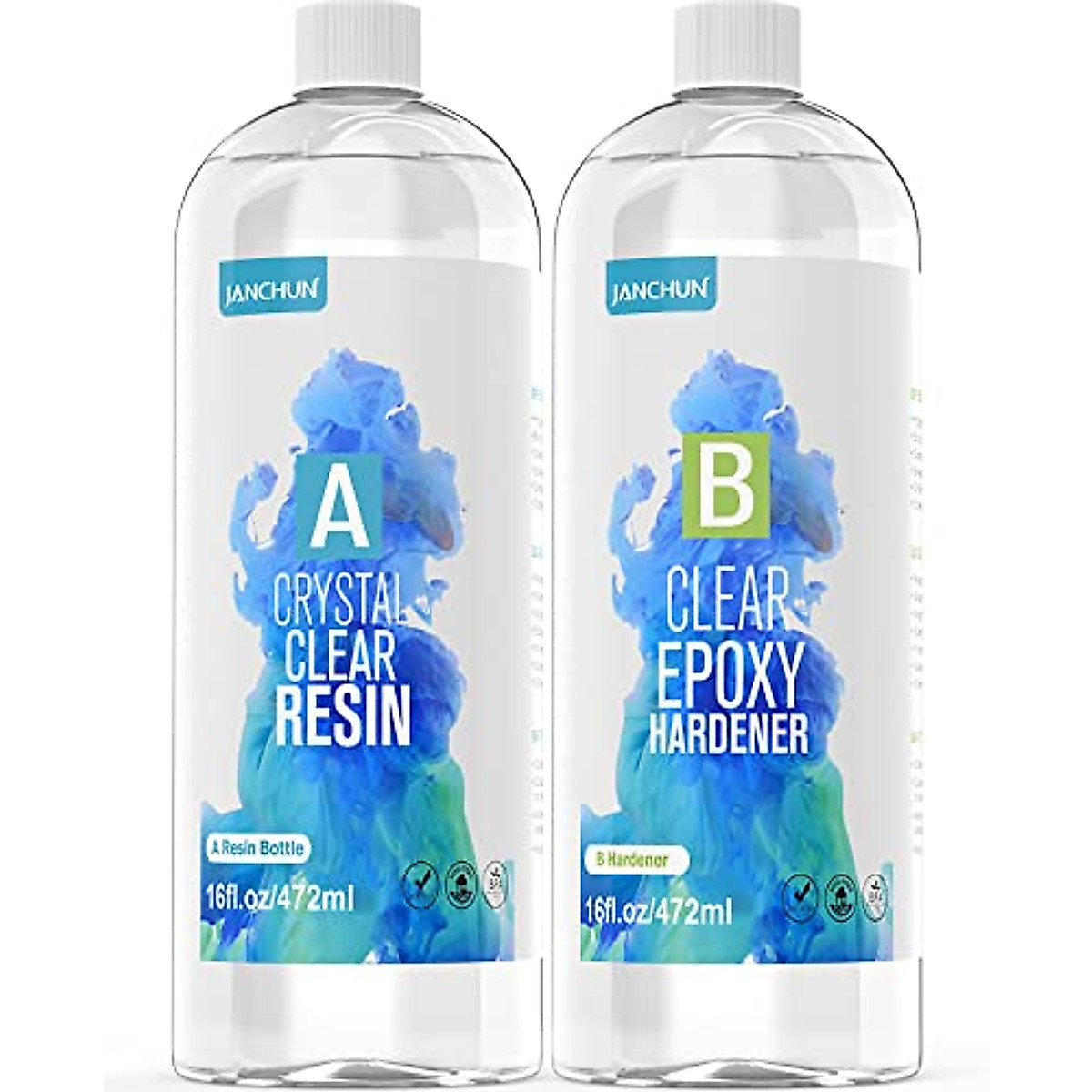 32oz Crystal Clear Epoxy Resin Kit Casting and Coating for River Table Tops, Art Casting Resin,Jewelry Projects, DIY,Tumbler Crafts, Molds, Art Painting, Easy Mix 1:1 Ratio