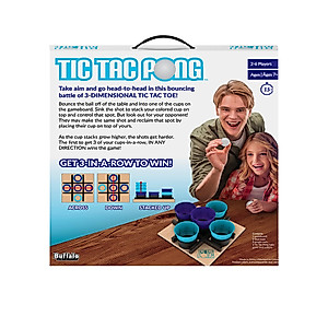 Buffalo Games - Tic Tac Pong - Indoor/Outdoor Dexterity Game - Competative Tic Tac Toe - Great Family Game Night Addtion - Ages 7 and Up