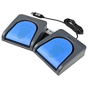 iKKEGOL Upgraded USB Foot Double Switch Pedal Assembly Control Two 2 Key Footswitch Program Customized Computer Keyboard Mouse Game Action HID (Blue Pedal)