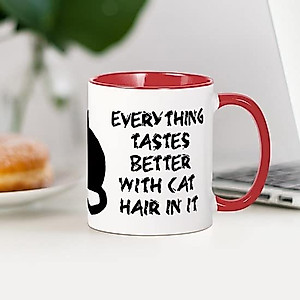CafePress Everything Tastes Better With Cat Hair Mugs Ceramic Coffee Mug, Tea Cup 11 oz