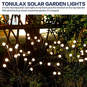 TONULAX Solar Garden Lights – Solar Starburst Lights with 2 Lighting Modes, Solar Lights Outdoor with Adjustable Branches, Solar Garden Decorative Lights Yard Patio Pathway Decoration (2 Pack)