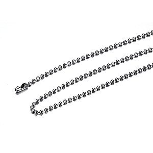 SINLEO Titanium Stainless Steel Small Beads Ball Chain Necklace for Men Women Dog Tag Link Chain Silver 2MM 24 Inches
