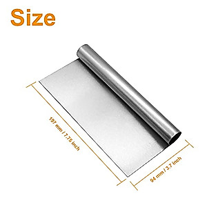 KUFUNG Stainless Steel Pastry Scraper Bench Scraper Chopper, Best as Pizza and Dough Cutter (Silver, 8 Inch)