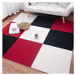 ALGFree Interlocking Tiles Foam Puzzle Mats Floor Play Mat Interlocking Foam Puzzle Mats Durable EVA Bedroom Living Room Carpet, 0.6cm/1cm Thick, 5 Colors (Color : A, Size : 30x30x0.6cm-6pcs)