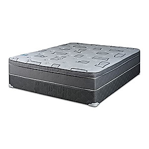 Nutan, 11" Medium Plush Hybrid Euro Top Foam Encased Innerspring Mattress and 4" Wood Box Spring for Mattress, Full XL