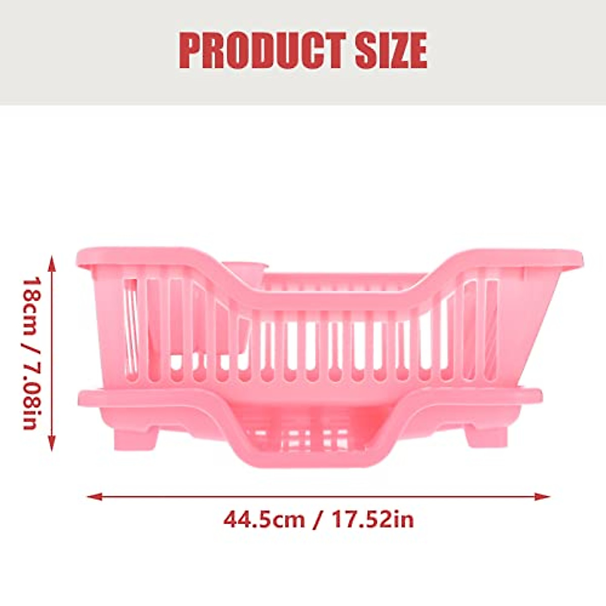 Zerodeko Kitchen Dish Drying Rack with Cutlery Holder Drainboard and Water Spout Plastic Dish Drainer Dinnerware Basket for Kitchen Counter Cabinet Pink