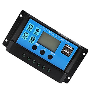 Solar Charge Controller, 60A/50A/40A/30A/20A/10A 12V 24V Auto Solar Charge Controller PWM Controller Dual USB Port PWM Solar Battery PWM LCD Display( 60A) Regler Solar 20 Amp