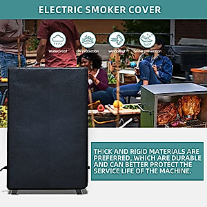 KPT 32 inch Masterbuilt Electric Smoker Cover, 500D Heavy Duty Waterproof Square 2 Burner Small Grill Cover for Weber, Smoke Hollow, Char Broil, Nexgrill Black Grill Cover, Fade and UV Resistant.